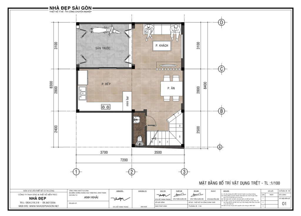 Tư vấn thiết kế nhà 8x7 trong hẻm nhỏ tại Bình Thạnh